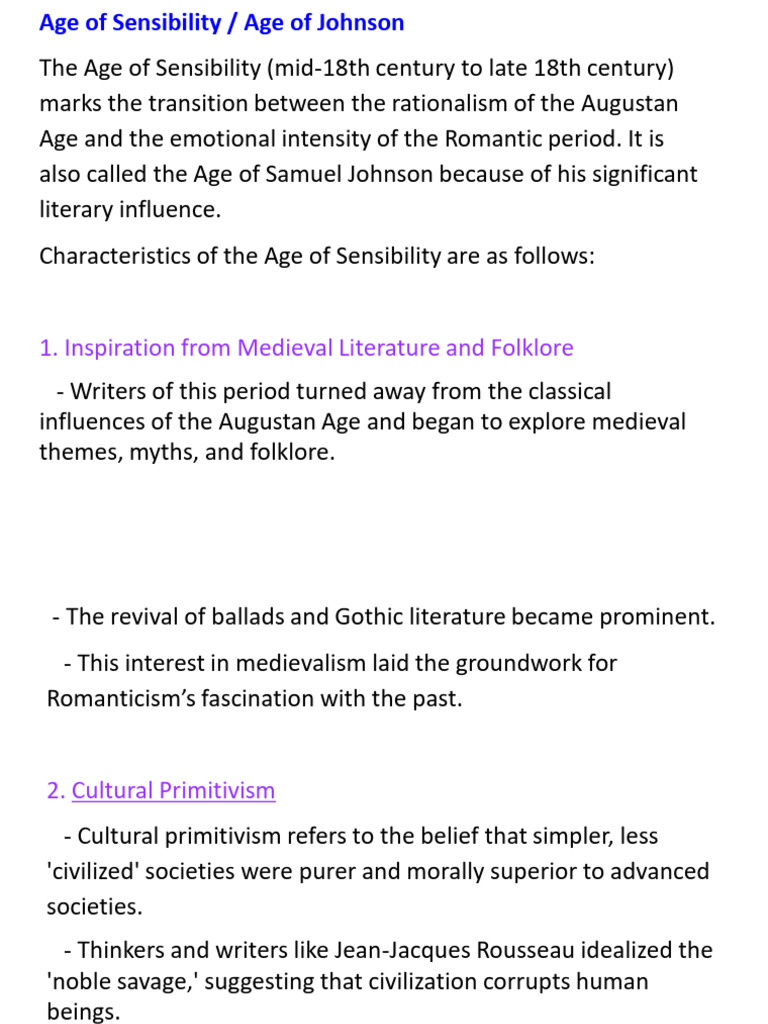 Age of Sensibility | PDF | English Literature | Romanticism