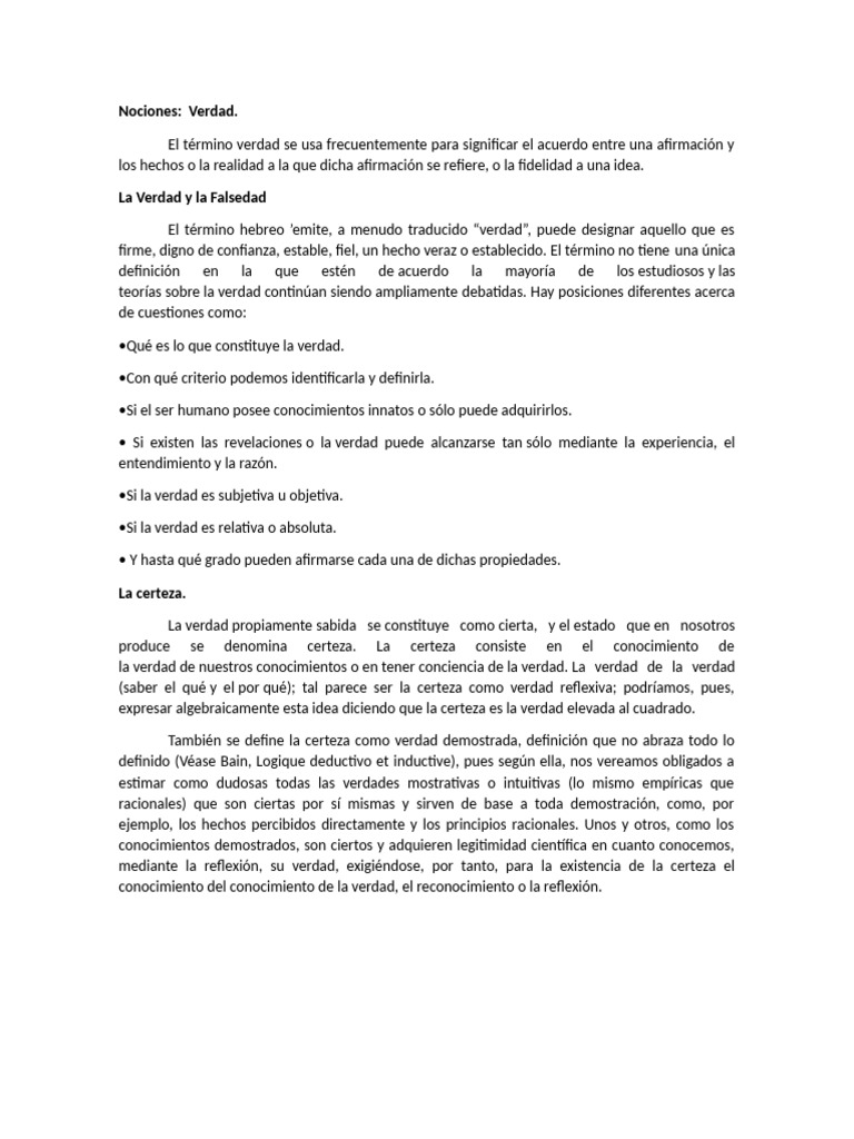 La Verdad y La Certeza | PDF | Verdad | Certeza