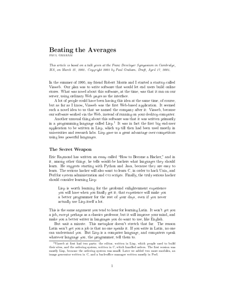 Beating The Averages | PDF | Computer Program | Programming