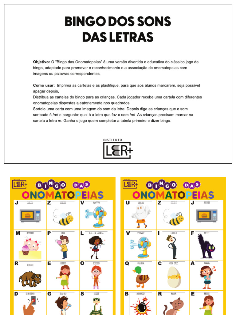 Bingo Dos Sons Das Letras | PDF