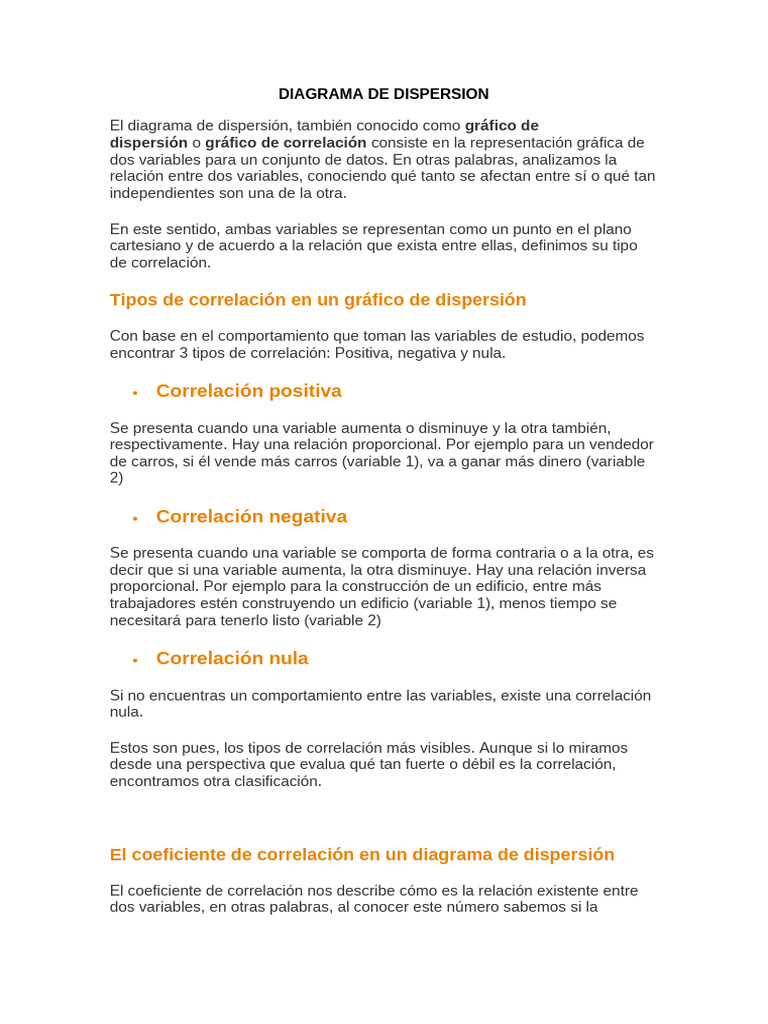 Diagrama de Dispersión y Correlación | PDF | Gráfico de dispersión ...