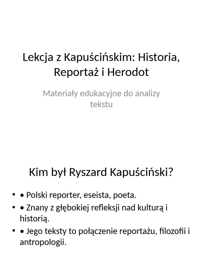Lekcja Z Kapuscinskim | PDF
