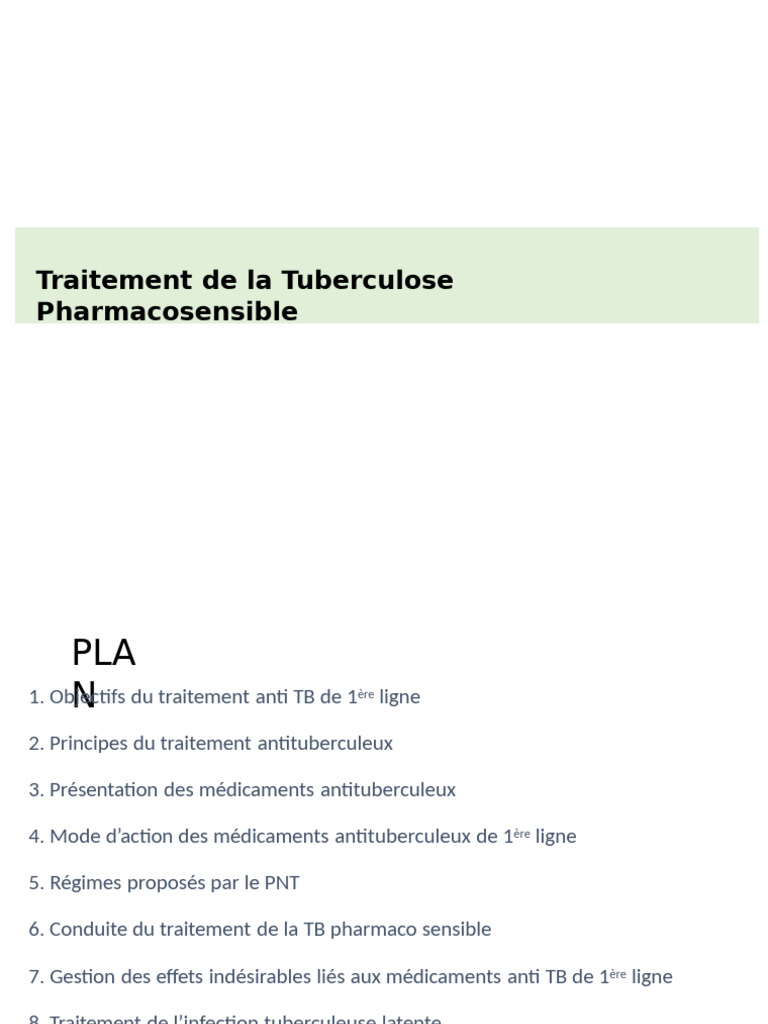 Traitement de La TB Pharmaco Sensible Et ITL EPU PNEUMO 20 07 22 DR ...