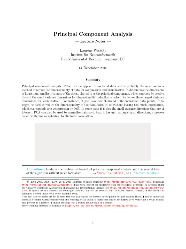 PrincipalComponentAnalysis LectureNotesPublic | PDF | Eigenvalues And ...