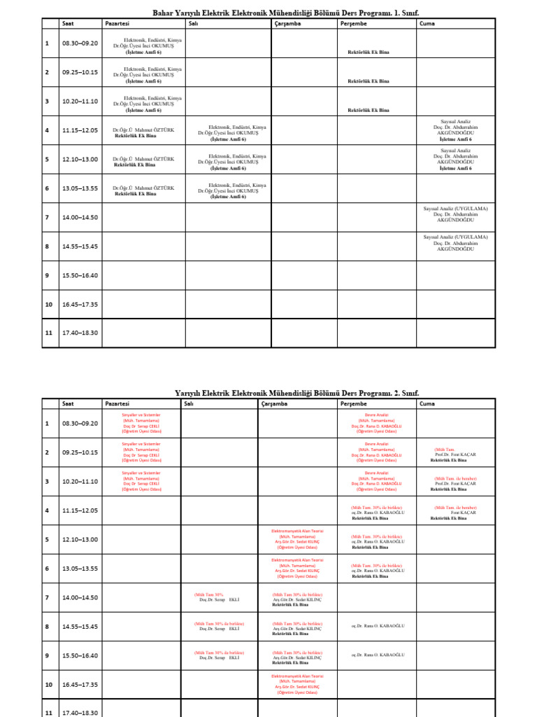 2024 2025 Bahar Yy Eemuhbol Ders Programi v5 | PDF