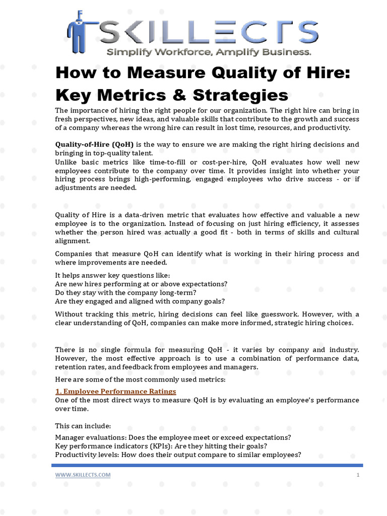 Measure Quality of Hire Effectively | PDF | Employee Retention ...