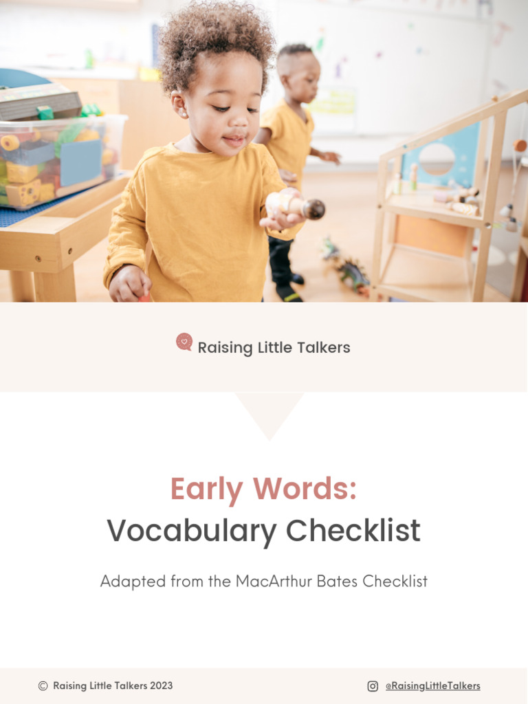 Early Words Vocabulary Checklist | PDF | Language Development