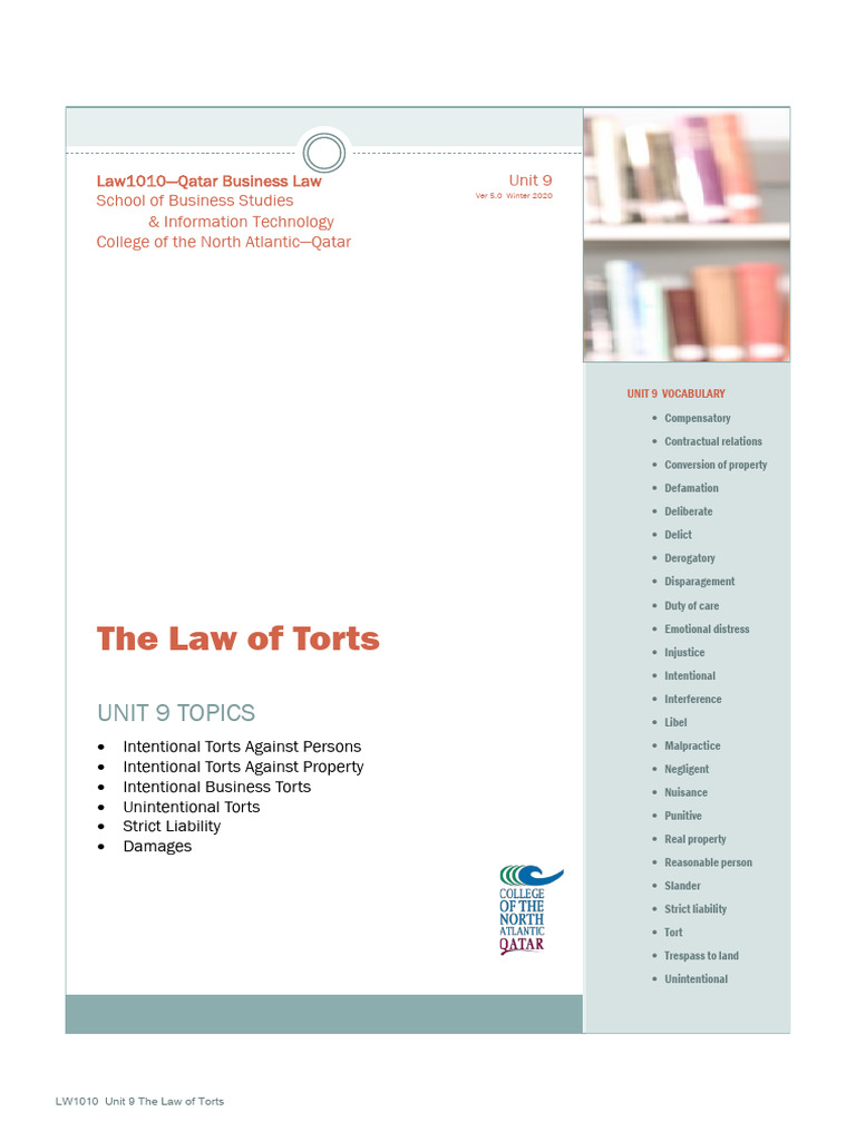 UNIT 9 BOOK V4.0 MASTER | PDF | Damages | Tort