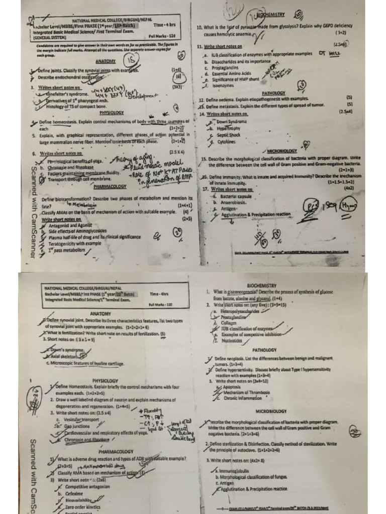 1st Terminal Question Papers PYQ | PDF | Biochemistry | Chemistry