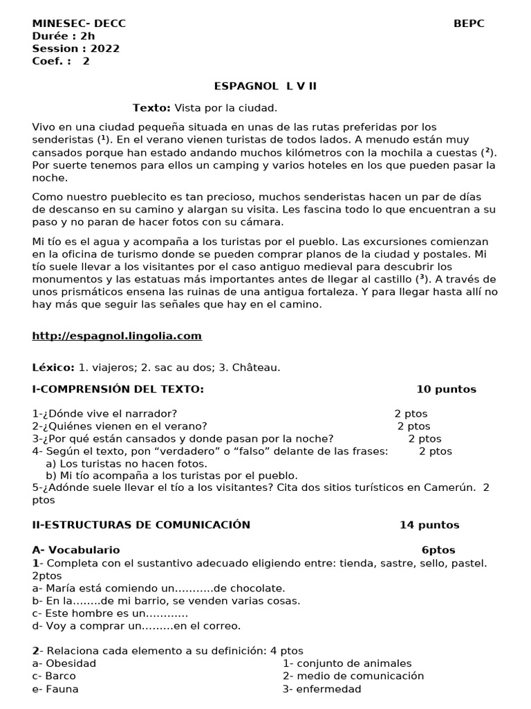 BEPC Session 2022 ESP | PDF