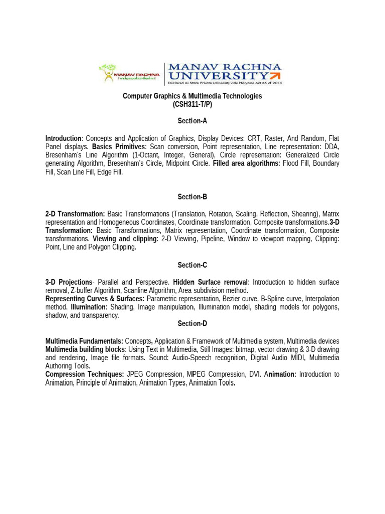 Computer Graphics and Multimedia Overview | PDF