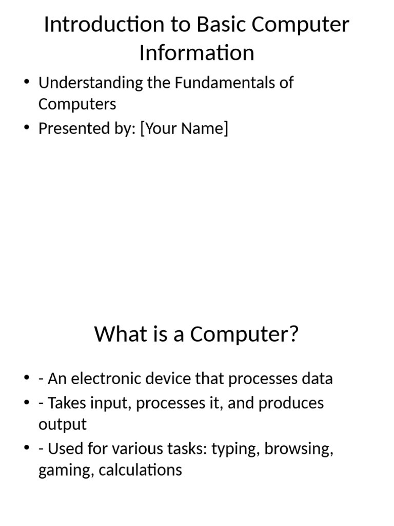 Basic Computer Information Presentation | PDF