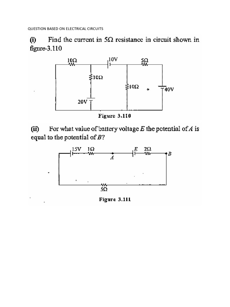 Question Based On Electrical Circuits | PDF