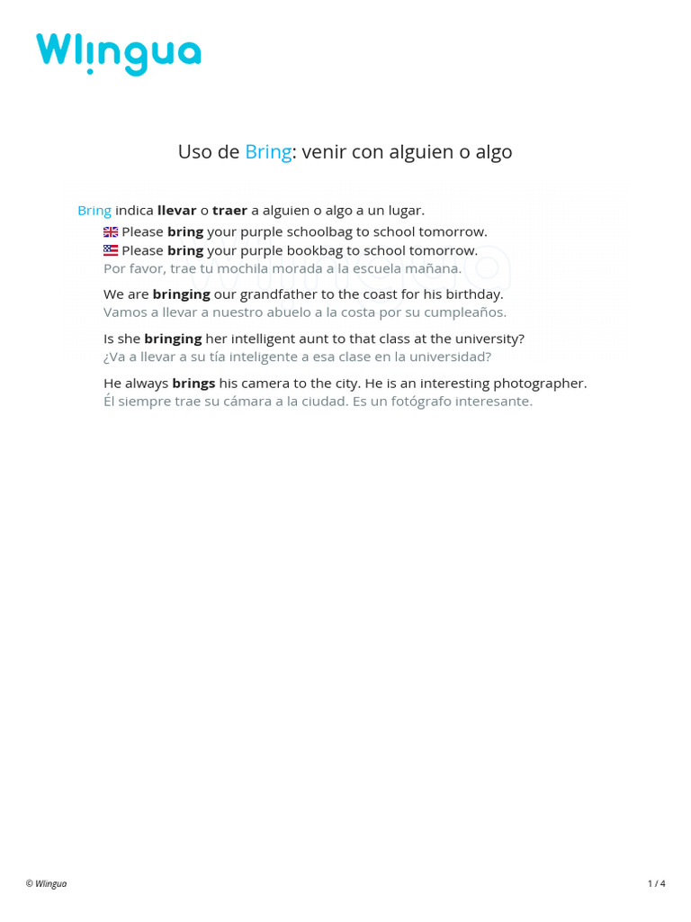 065 Usos de Bring Take Watch y See | PDF