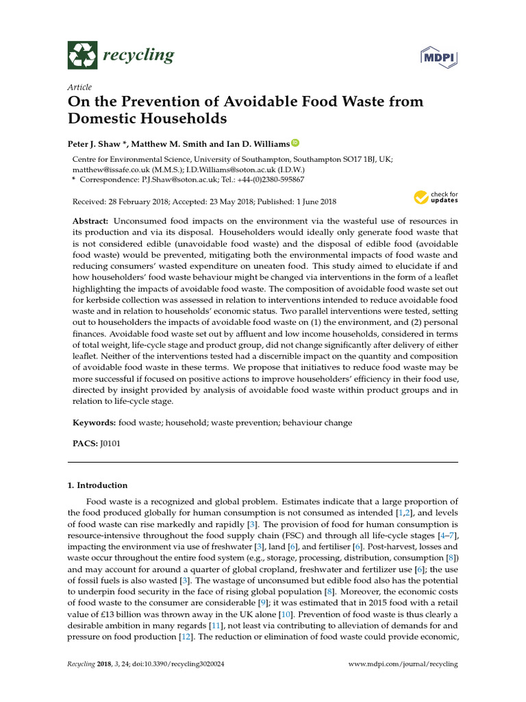 Journal 2 - On - The - Prevention - of - Avoidable - Food - Waste ...