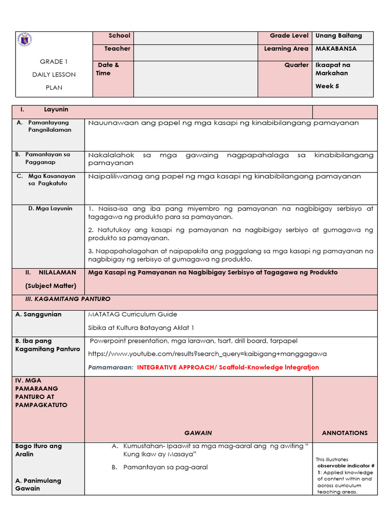 Cot Makabansa1 Q4 W5 | PDF