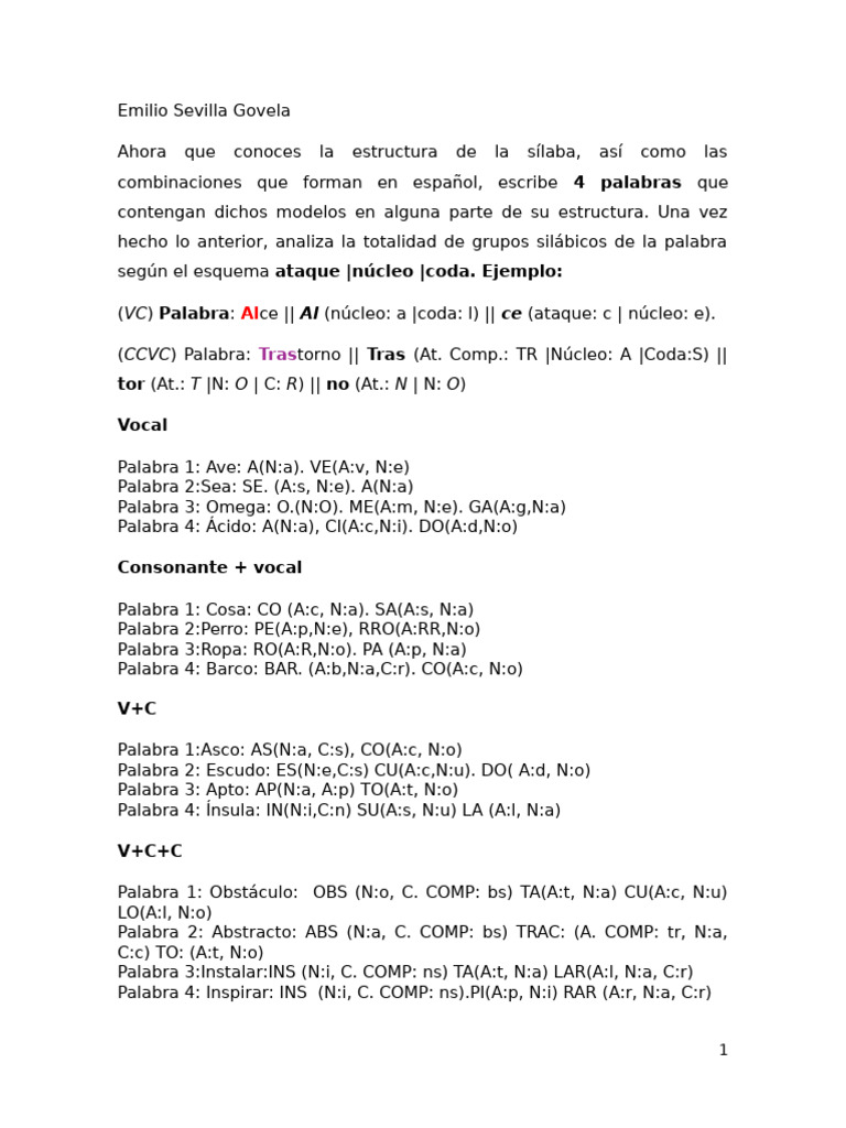 Estructura de la sílaba | PDF | Sílaba | Fonética