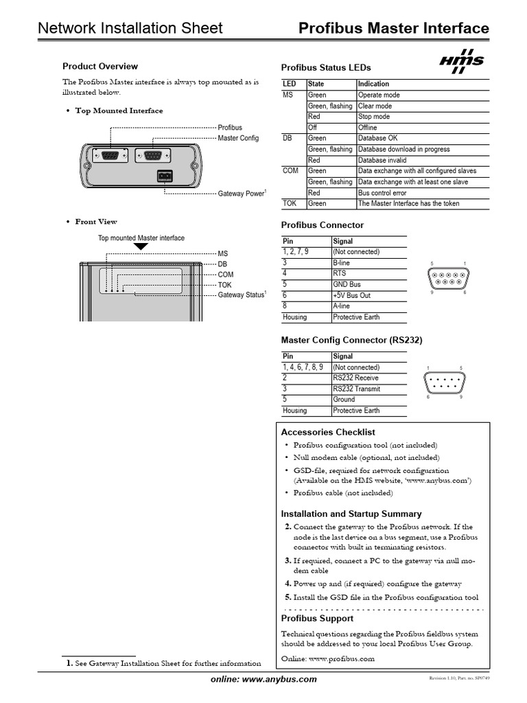Installation Sheet Profibus Master - SP0749 - PDPM - 1 - 10 | PDF | Computer Engineering | Computing