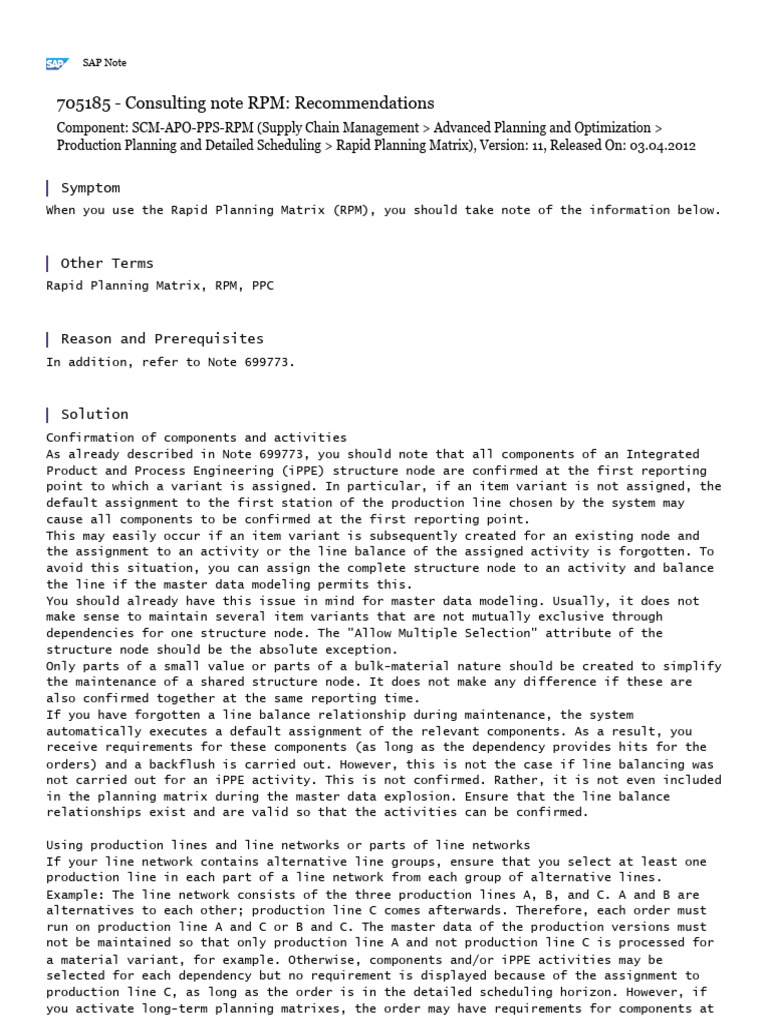 PPDS OSS Consulting Note RPM Recommendations | PDF | Matrix (Mathematics) | Computer Engineering