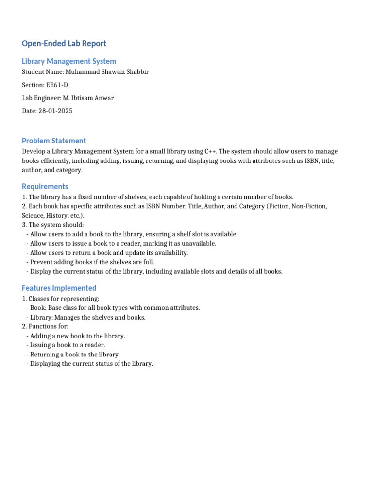 Library Management System Report Updated | PDF