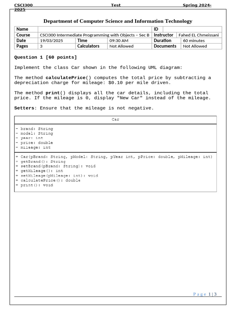 CSCI300 Intermediate Programming Test | PDF | Fuel Economy In ...