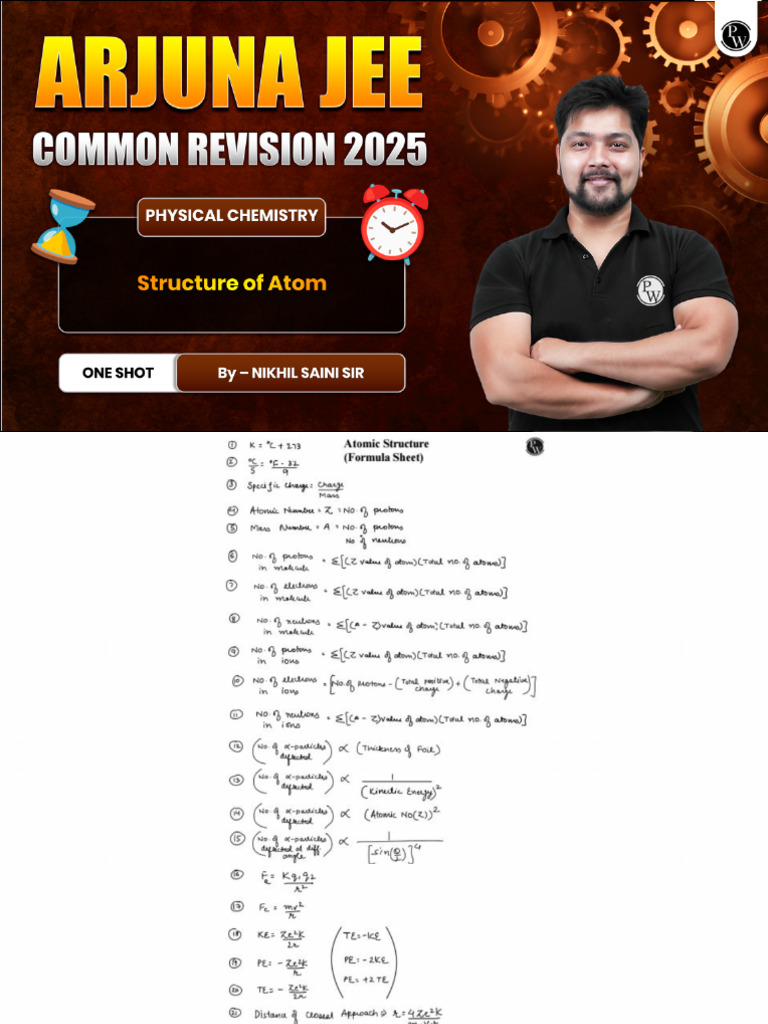 Structure of Atom - Complete Chapter (One Shot) | PDF