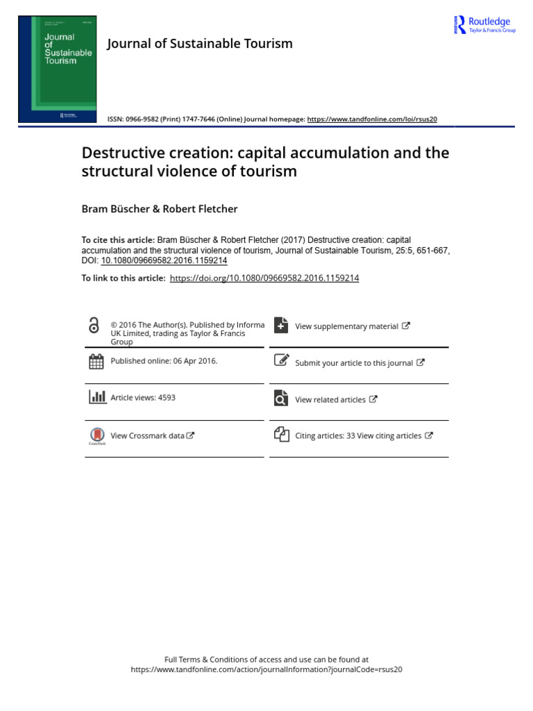 Buscher y Fletcher - Destructive Creation | PDF | Tourism | Social ...