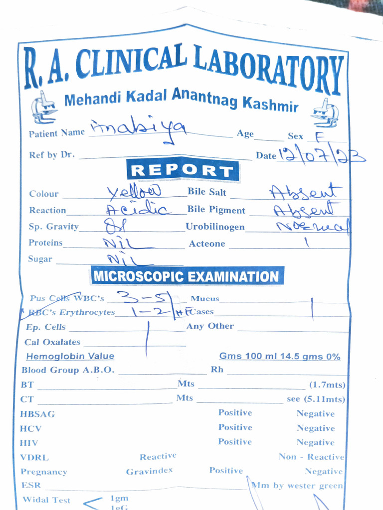 Clinical Laboratory Test Report Summary | PDF