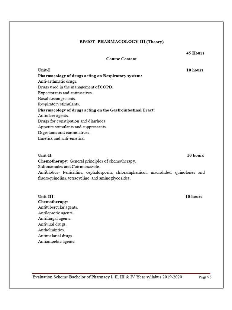 Pharmacology III Syllabus Overview | PDF