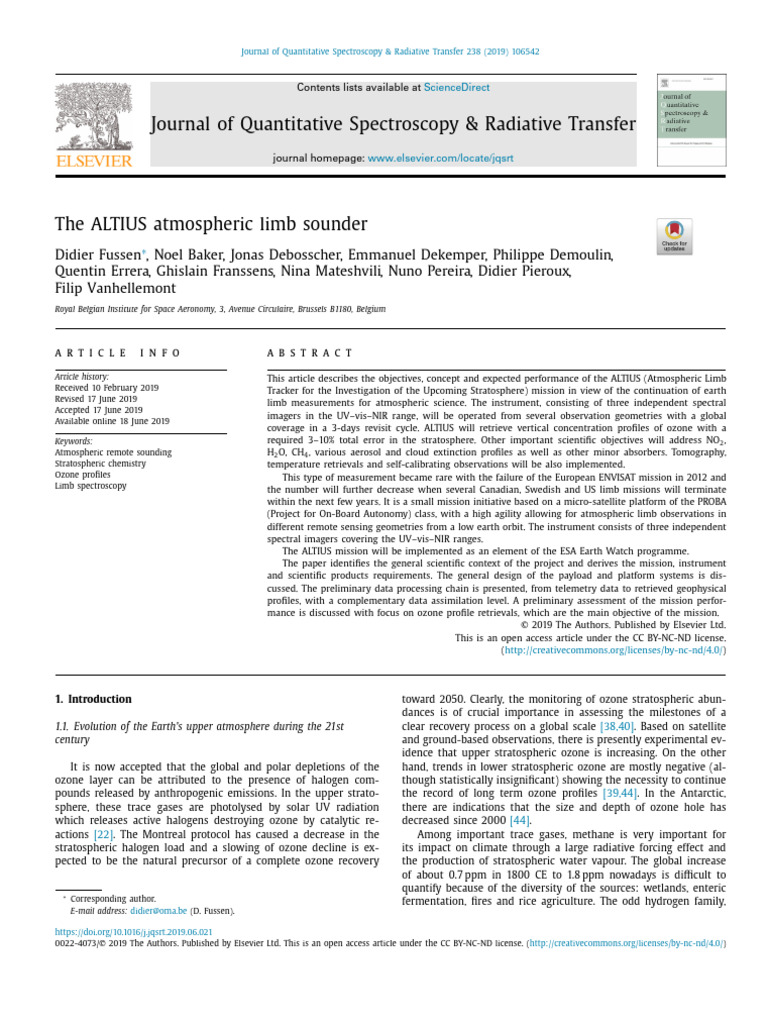 ALTIUS Mission: Stratospheric Ozone Monitoring | PDF | Stratosphere | Sky