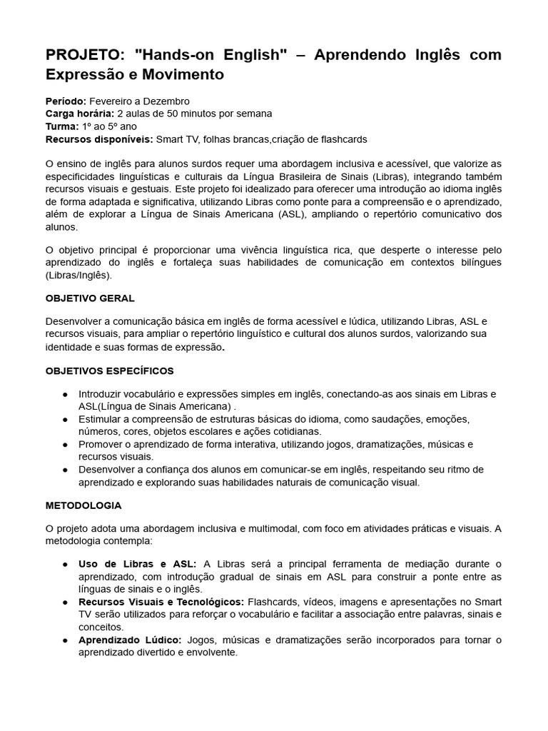 Ensino de Inglês Inclusivo para Surdos | PDF | Aprendizado | Linguagem ...