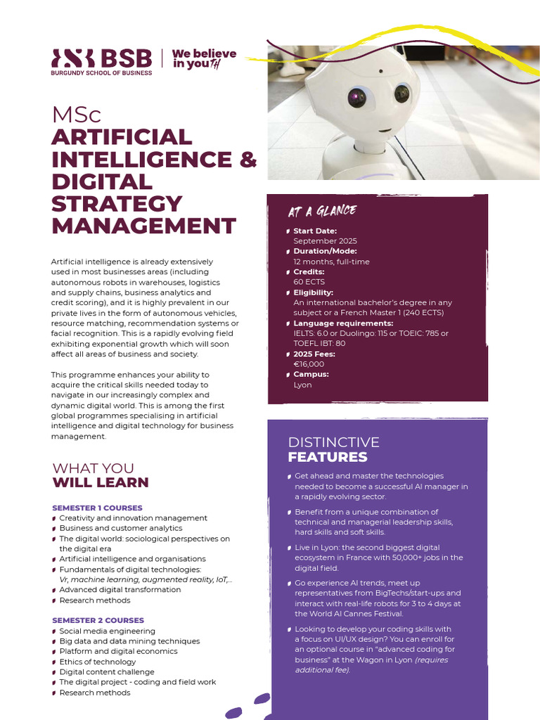 MSC Artificial Intelligence Digital Technology Management | PDF | Artificial Intelligence ...