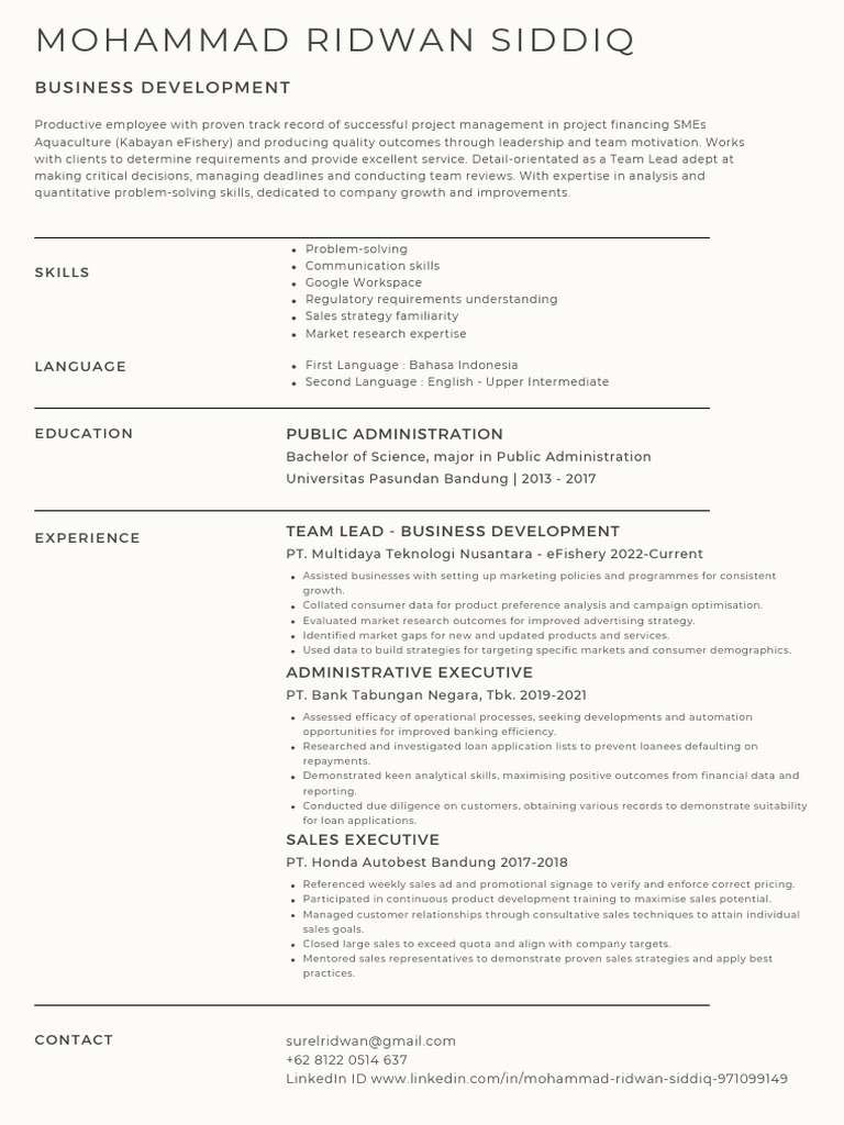 Business Development Resume of Mohammad Ridwan | PDF | Sales ...