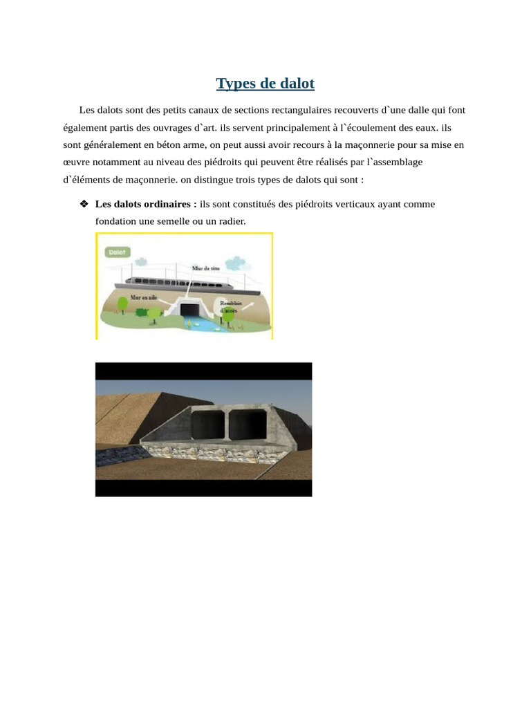 Types de dalots en génie civil | PDF