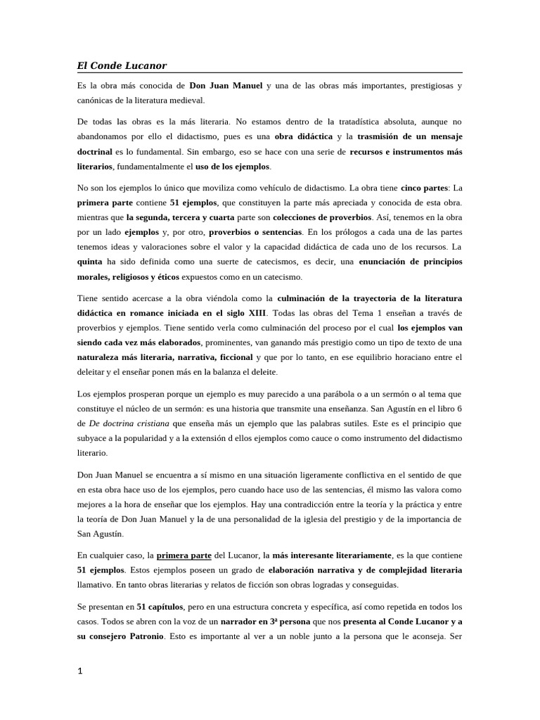 Análisis de "El Conde Lucanor" | PDF | Cuentos | Libro de proverbios