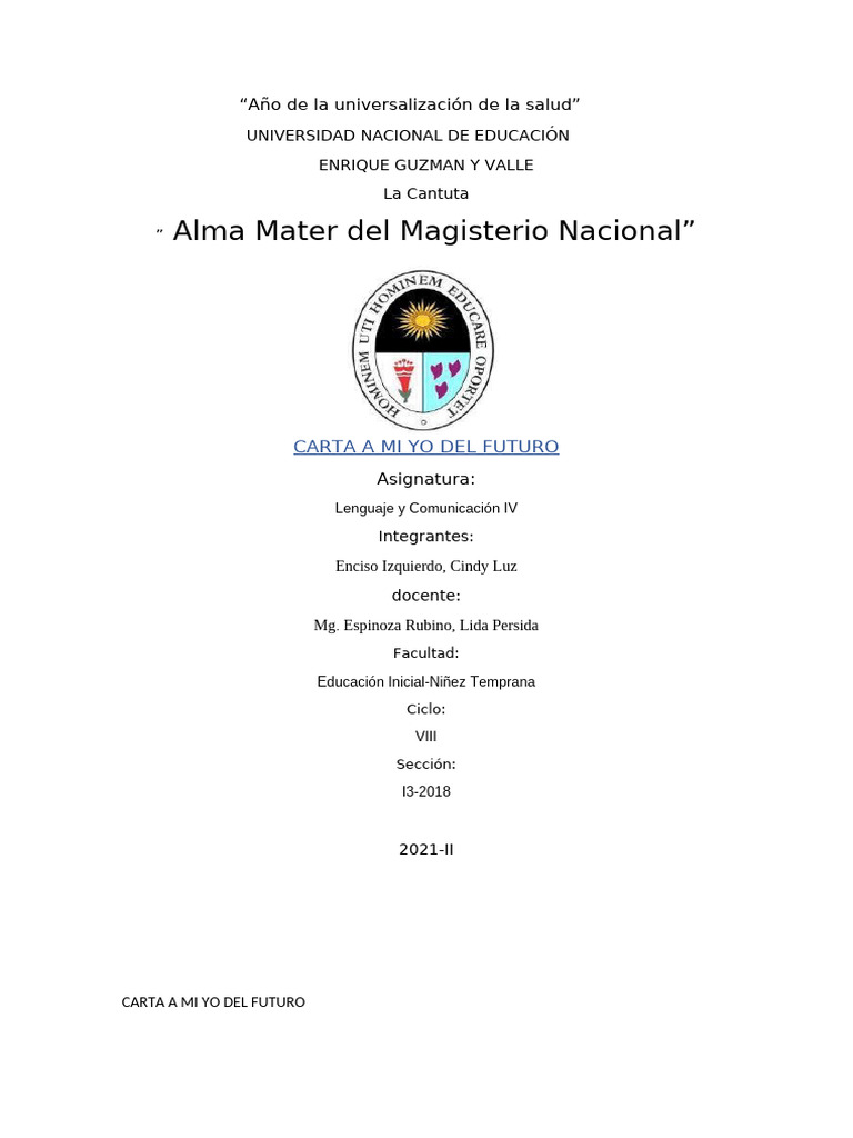 Carta Motivacional al Yo del Futuro | PDF