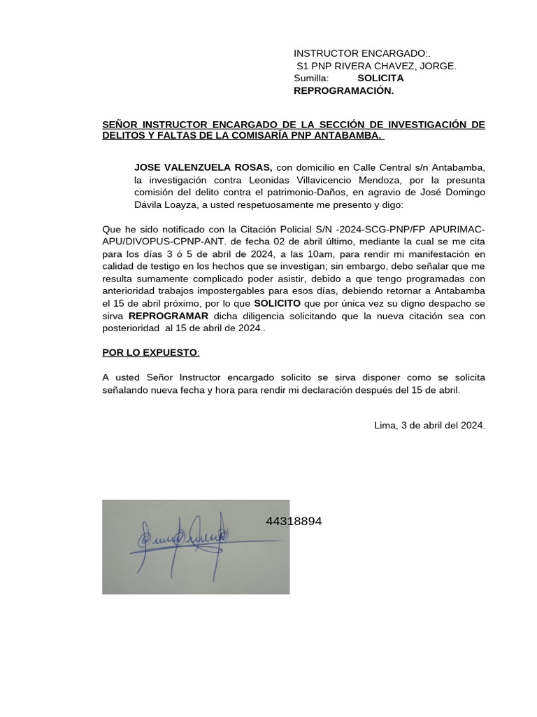 Solicita Reprogramacion - 1 | PDF