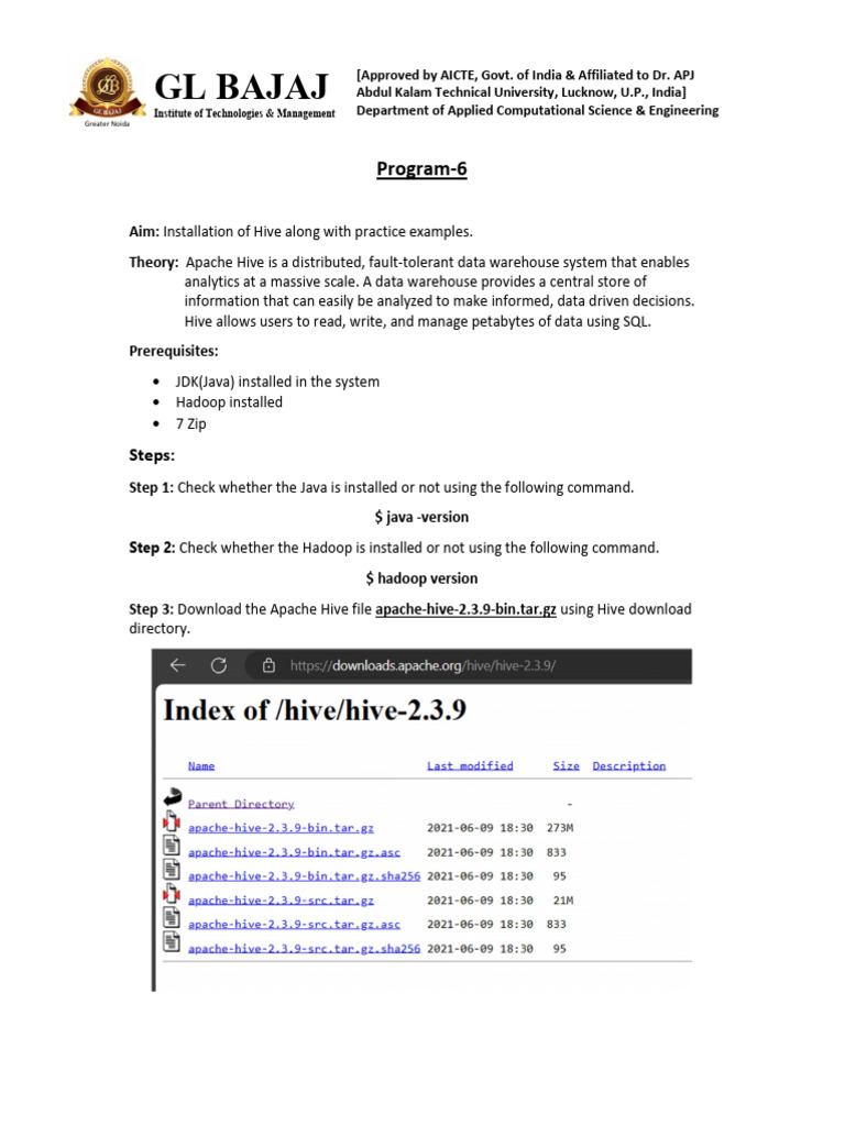 Big Data Analytics Lab File | PDF | Zip (File Format) | Apache Hadoop