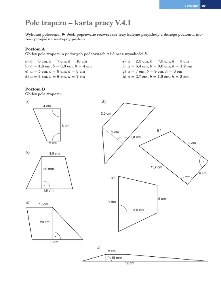Karty-Pracy NR 1-Klasa-5 - Pole Trapezu | PDF