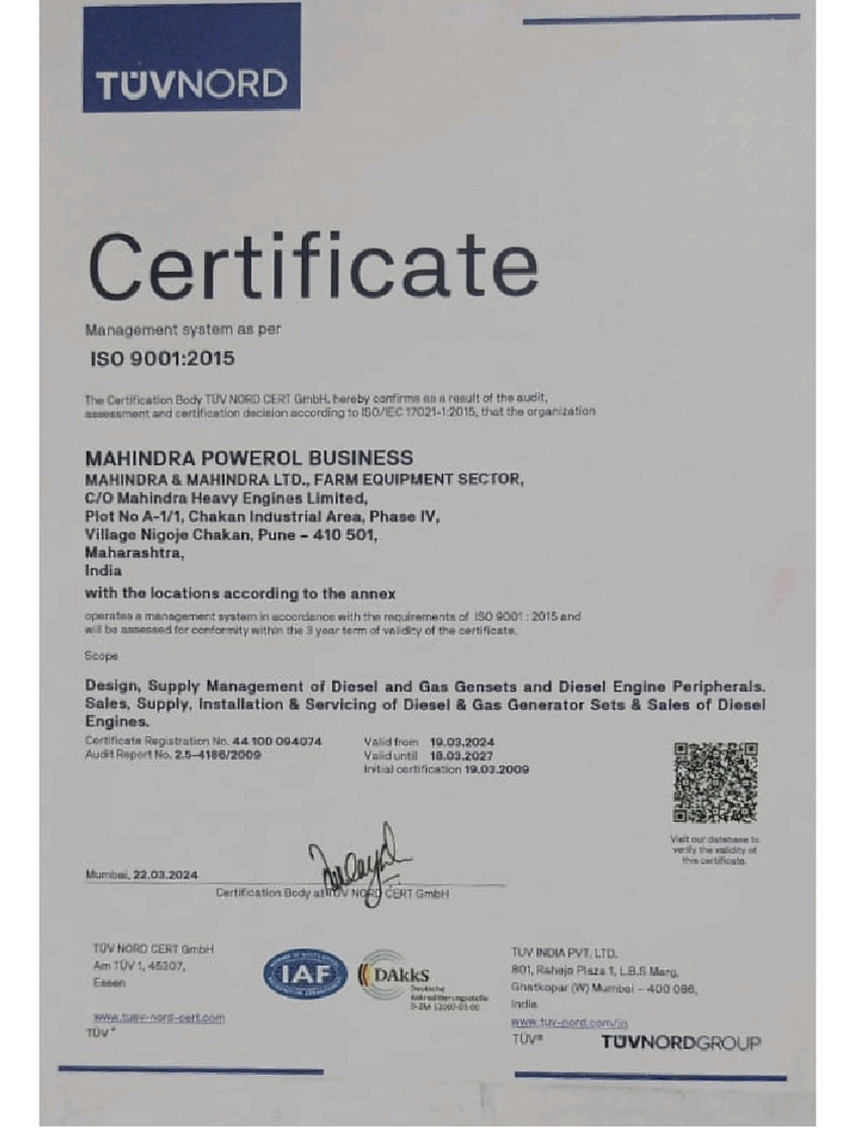 Manufacturing Certificate | PDF
