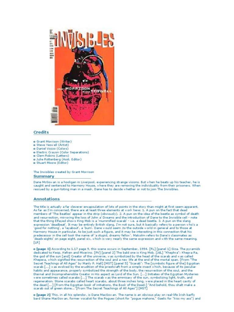 The Invisibles (Grant Morrison) Annotations | PDF | Magick (Thelema)