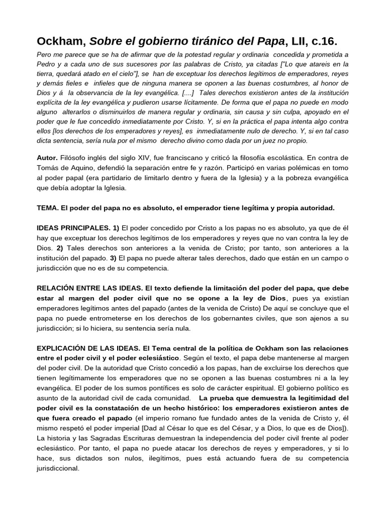 comentario-de-ockham | PDF | Papa | Cristo (título)