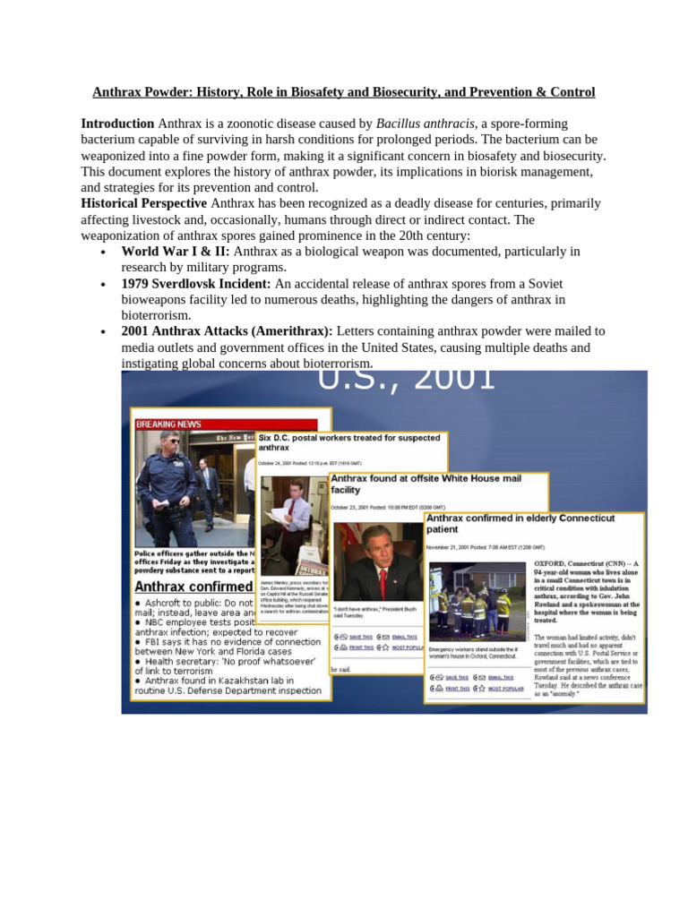 anthrax powder | PDF | Anthrax | Bioterrorism