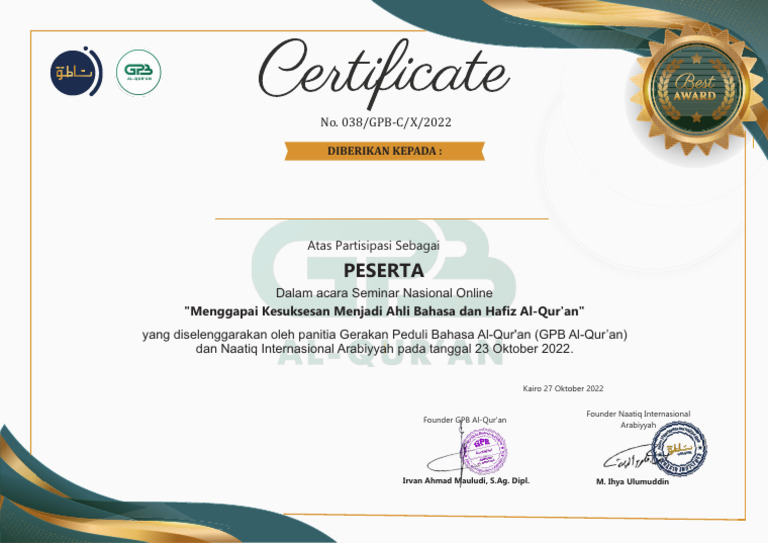 KOSONGAN SERTIFIKAT GPB | PDF