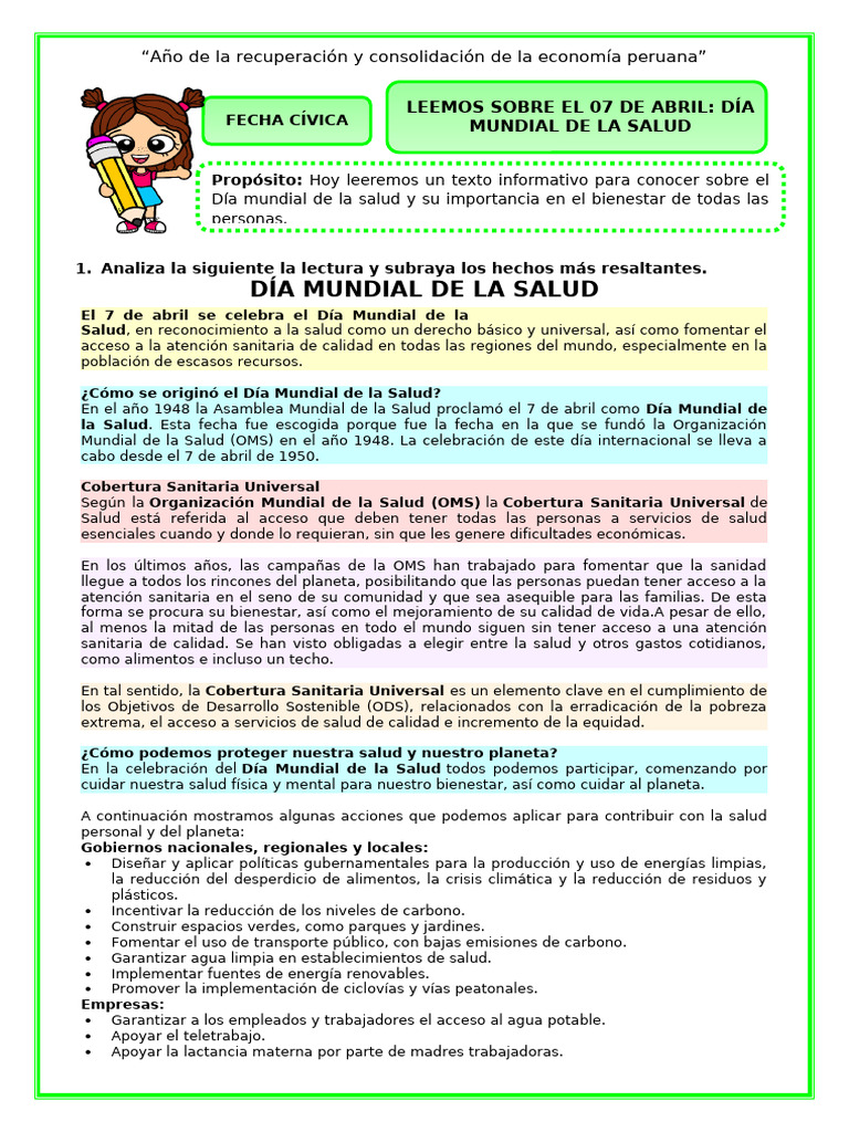 FICHA-LUN-FECHA CÍVICA-LEEMOS SOBRE EL 07 DE ABRIL DÍA MUNDIAL DE LA ...
