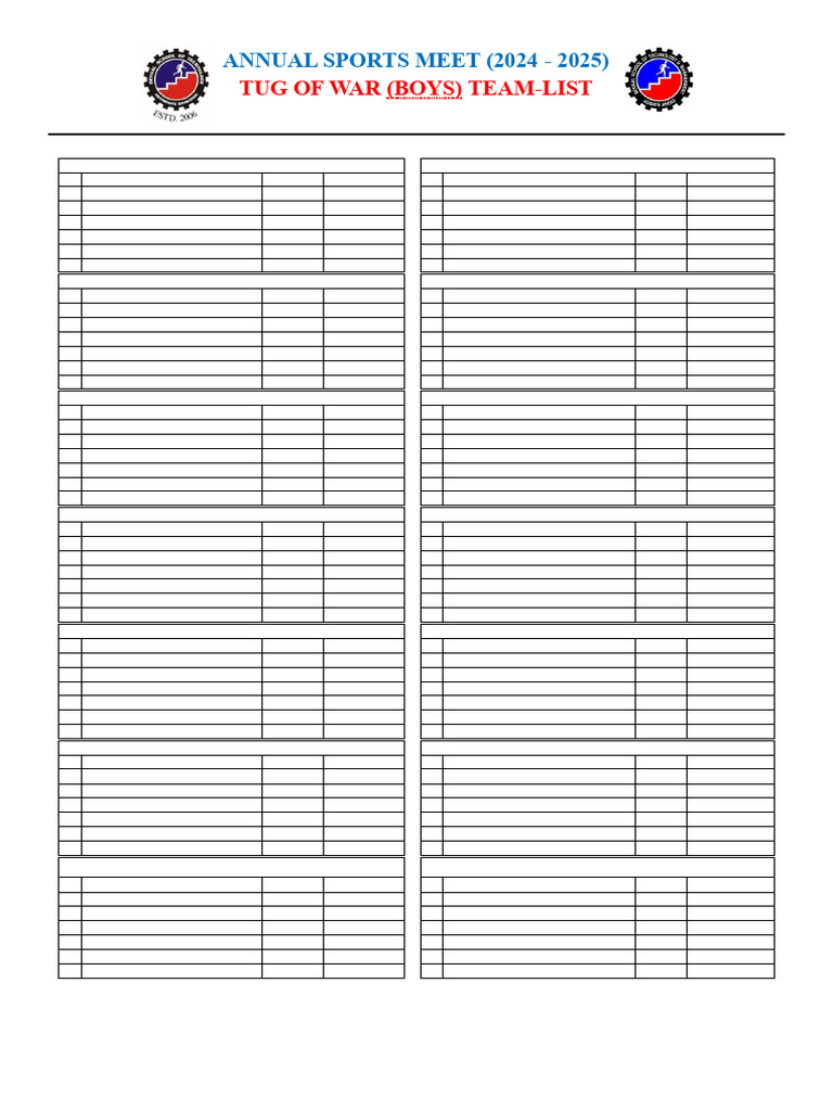 Tug-Of-war Boys Team List | PDF