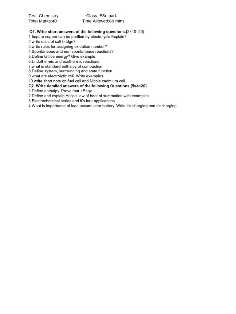 1st Year Chemistry -3 | PDF