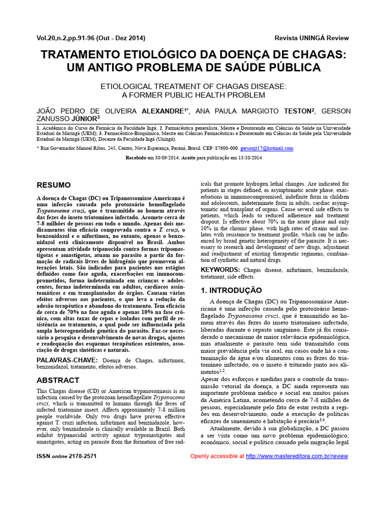 Alexandre - Tratamento Etiológico Da Doença de Chagas | PDF | Remédio ...