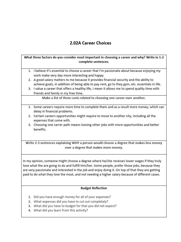 Career Choices for Financial Security | PDF