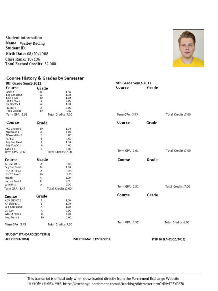 Academic Transcript-Project | PDF | Sat | Standardized Tests